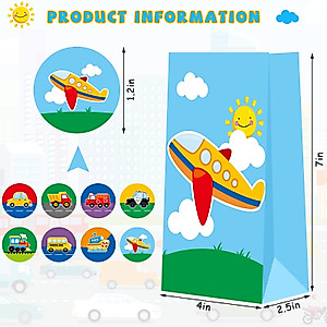 32 Pieces Mini Transportation Goodie Bags Transportation Birthday Party Supplies Transportation Party Favor Bags Cars Theme Birthday Party Decorations for Kids Birthday Baby Shower Party Supplies