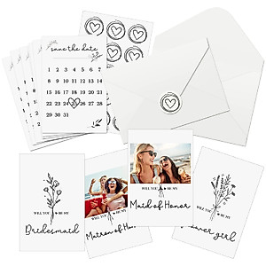 Jutom 28 Pcs Funny Bridesmaid Proposal Card Set, Include 8 Will You Be My Bridesmaid, 2 Will You Be My Maid of Honor, 2 Matron of Honor, 2 Flower Girl and 14 Envelopes for Wedding Bridal Shower