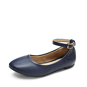 DREAM PAIRS Girls Dress Shoes Girl's Ballerina Flat Ankle Strap Ballet Flats for Toddler/Little Kid/Big Kid,Size 2 Little Kid,Navy,Sole-FINA-K