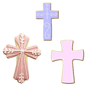 Foose Religious Cross Cookie Cutter 3 Pc Set Fancy Cross, Confirmation Cross, and Traditional Cross, USA