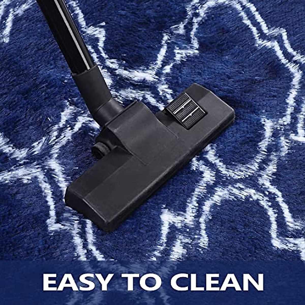 4X6 Feet Navy Blue Soft Area Rug for Bedroom Living Room Furry Big Plush Fuzzy Rugs Luxury Fluffy Rug for Girls Boys Kids Room Shaggy Carpet (4X6 Feet, Navy Blue/White)