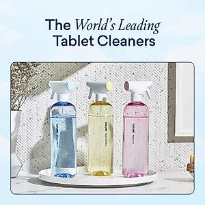 BLUELAND Bathroom Cleaning Spray Bottle with 4 Refill Tablets | Eco Friendly Products & Cleaning Supplies - Eucalyptus Mint Scent | Makes 4 x 24 Fl oz bottles (96 Fl oz total)