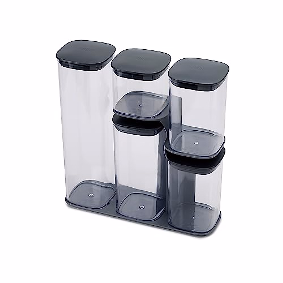 Joseph Joseph Podium Dry Food Storage Container Set with Stand, 5-piece, Gray