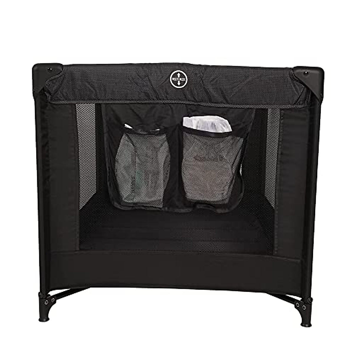 Pamo Babe Portable Crib Baby Playpen with Mattress and Carry Bag (Black)