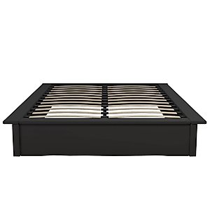 DHP Maven Upholstered Platform Bed with 11 Inch Height for Raised Mattress Support, No Box Spring Needed, Queen, Black Faux Leather