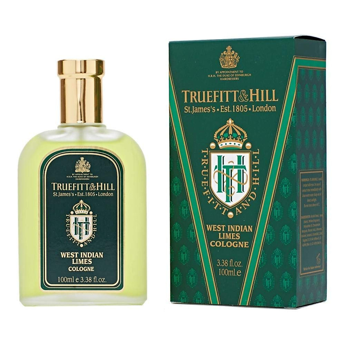 Truefitt & Hill Luxury Cologne - West Indian Limes - Premium Long-Lasting Citrus and Clove Men's Fragrance Presented in a Beautifully Etched Traditional Atomizer Bottle - 3.38 oz