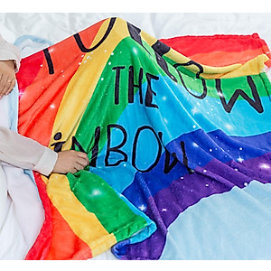 Zevrez Rainbow Blanket Super Soft Colorful Pride Throw Blanket for Girls Rainbows Gifts for Kids Rainbow Lovers Follow The Rainbow Flannel Fleece Girly Blanket (50"x60", 2)