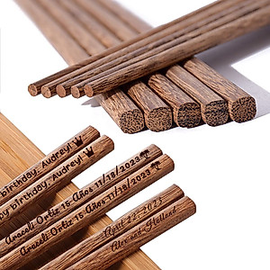 Personalized Custom Wooden Chopsticks with Name Bulk for Beginners Custom Engraved Bamboo Chop Sticks Wedding Favors Party Gifts Housewarming Birthday Party Wedding Gifts(A 120PC)