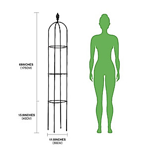 Lalahoni Garden Trellis for Climbing Plants Outdoor, Rustproof Plant Trellis Support for Potted Climbing Flowers Vegetable Vine Indoor Outdoor, 6ft Tall Obelisk Rose Garden Trellis Black 1pc