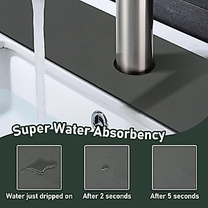 LOPNUR Faucet Mat for Kitchen Sink, 24 Inch Long Kitchen Sink Splash Guard Behind Faucet, Cuttable Kitchen Faucet Mat for Bathroom Sink Faucet Mat Splash Guard with Absorbent Diatomite, Grey