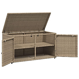 QJBSAVVA Patio Storage Cabinet, Office Cabinet Storage Box Tool Shed Garden Box Suitable for Outside Patio Kitchen Apartments Beige 43.3"x21.7"x23.8" Poly Rattan