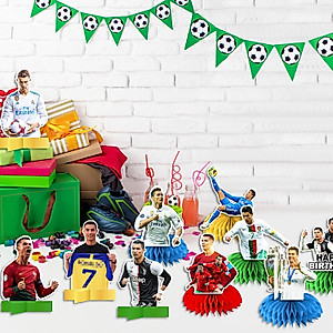 10 PCS Soccer Birthday Decorations Honeycomb Centerpieces, Football Star Party Decorations for Baby Shower, Soccer Themed Birthday Party Supplies Soccer Party Decorations