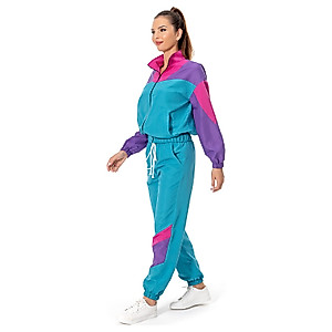 MASSWO Women 80s Sportswear Set 2 Piece Outfits Casual Sweatsuits Retro Vintage Purple Tracksuit