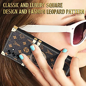 WOLLONY for Samsung Galaxy A14 5G Luxury Leather Case with Ring Stand Metal Edge Drop Protection Classic Square Case Soft TPU Slim Retro Cover for Women Girls Designed for Galaxy A14 5G Brown