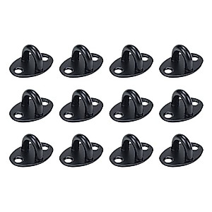 Dnyta 12 Pack Black Pad Eye Plate U Hooks Wall Mount Stainless Steel Ceiling Hooks Heavy Duty for Hanging Plants Lights