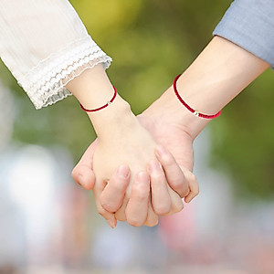 Initial Bracelet Gold Heart Love Charm Initial Bracelet Red Initial C Letter Bracelets Handmade Adjustable Rope Bracelets for Girls Boy Mom Birthday Gifts (C)