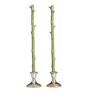 Stick Candles/Hickory Casting/Beeswax/Pair