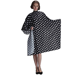 SMARTHAIR Professional Salon Cape Polyester Barber Cape Hair Cutting Cape,54"x62",Black and White Dots,C375001C