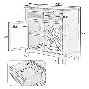 Rhomtree 30.3'' Kitchen Sideboard Buffet with Doors, Drawers and Adjustable Shelf, Storage Cabinet Wood Accent with Durable Wooden Build Large Storage Space Buffet Ample Storage Space (Brown)