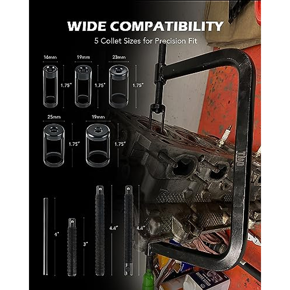 Orion Motor Tech Valve Spring Compressor | 10 Piece Spring Clamp Tool Kit with C Clamp, Collet Pusher Adapters, Extension Rods, and Lever for Car, Motorcycle, ATV, and Small Engine Repairs