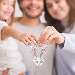 Eaprala 2Pcs Mother Daughter Heart Matching Keyring Keychain Set Gifts For Mom Mothers Day Gifts from Daughter.Stainless Steel Silver
