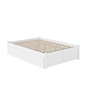AFI Concord Queen Size Platform Bed with Footboard & Twin XL Trundle in White