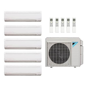 Daikin 48,000 Btu 20.2 Seer 5-Zone Mini Split Heat Pump System - 7K-7K-7K-9K-18K