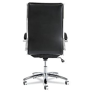 Alera ALENR4119 Neratoli Series High-Back Slim Leather Chair - Black/Chrome