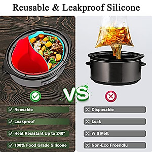 Slow Cooker Liners Compatible for Crock Pot 6 QT, Easyjoy for Crock Pot Liners For 6 Quart Oval Slow Cookers, Reusable Silicone Slow Cooker Liner For Crock Pot Divider Insert, Dishwasher Safe BPA Free