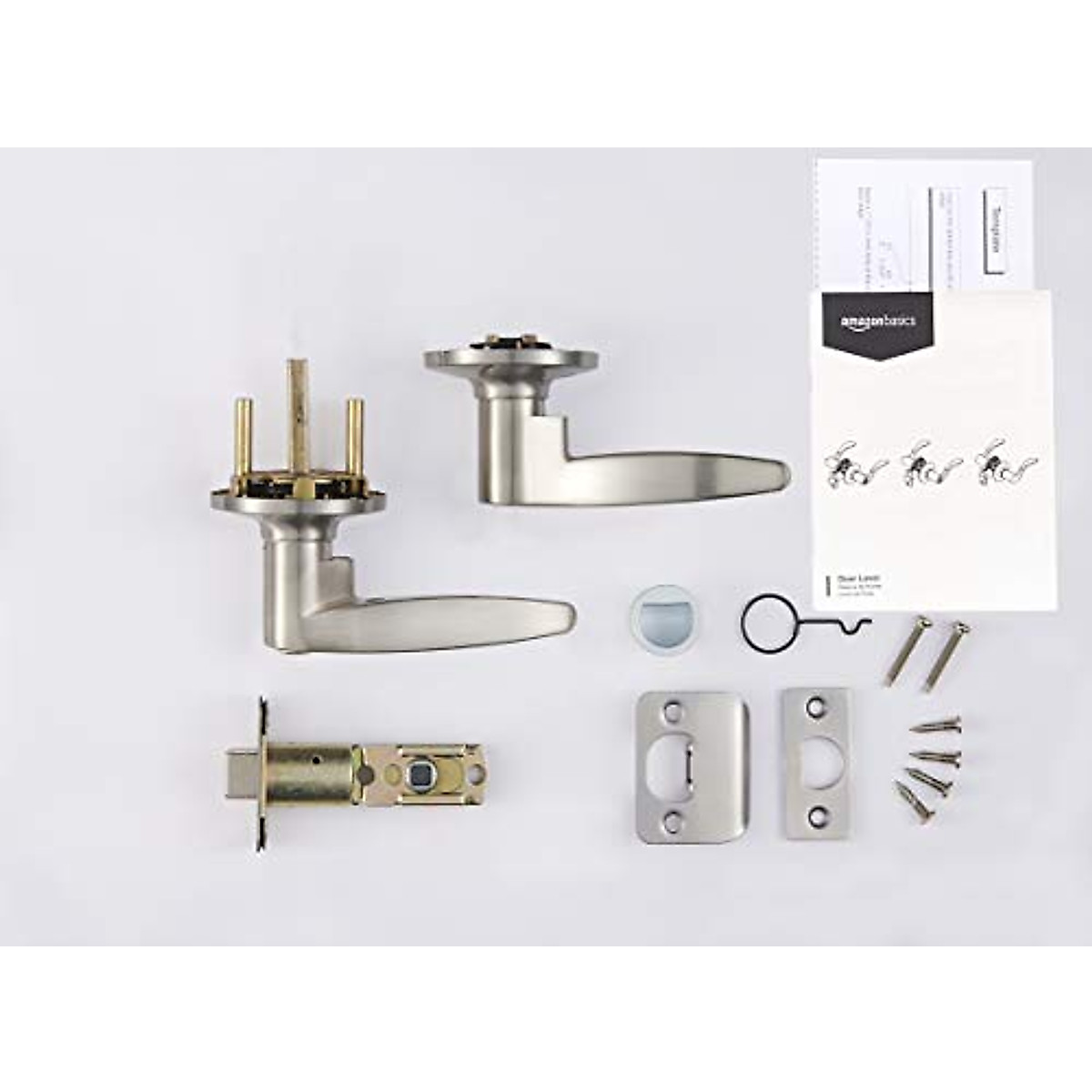 Amazon Basics Victory Door Lever, Passage, Satin Nickel