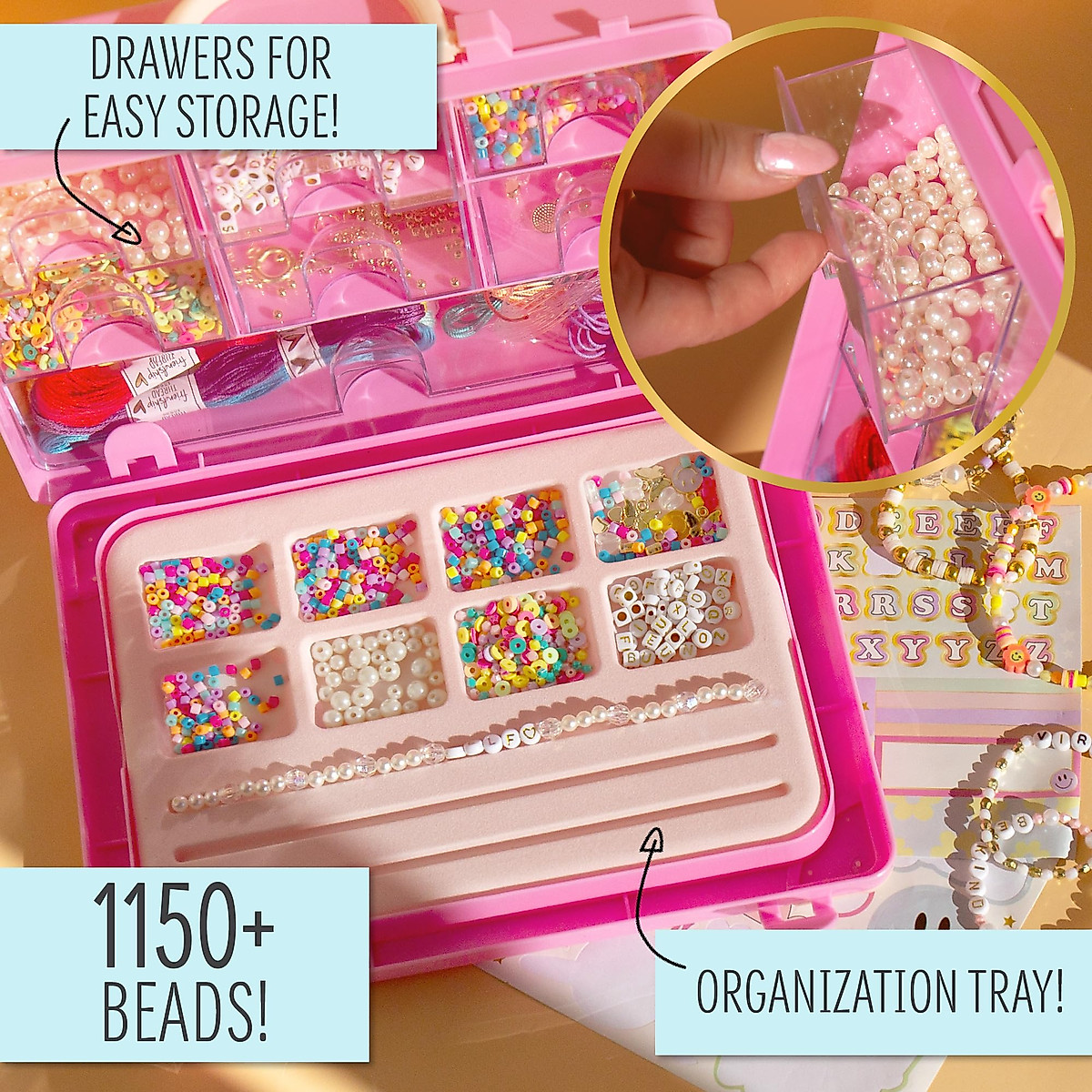 STMT Personalized Jewelry Studio, Create Over 50 Premium Pieces, Trendy Bracelet Making Kit, Includes Metal Bracelet Charms, Removable Beading Tray & Jewelry Making Supplies, Great Teen Girl Gifts