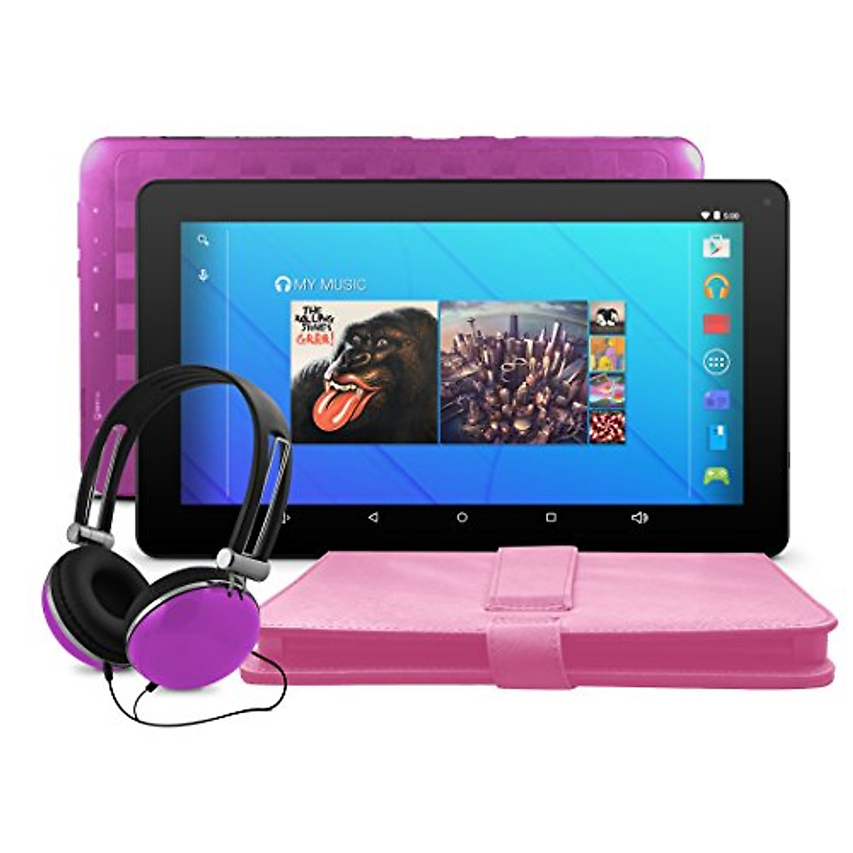 Ematic 10-inch Android 5.1 (Lollipop), Quad-Core 16GB Tablet with Keyboard Folio Case and Headphones, Purple