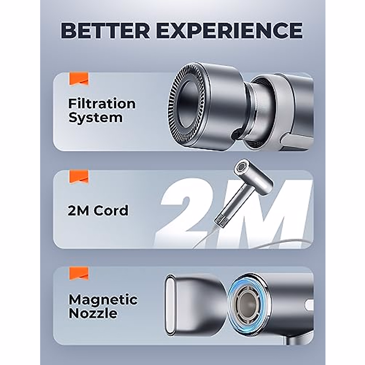 Hair Dryer, Kauoo High Speed Blow Dryer 2X Faster, 200 Million Ionic Hair Dryer, Low Noise, Lightweight Hairdryer for Home Travel, 110,000 RPM Motor, More Protection, Magnetic Nozzle, Color LED Light