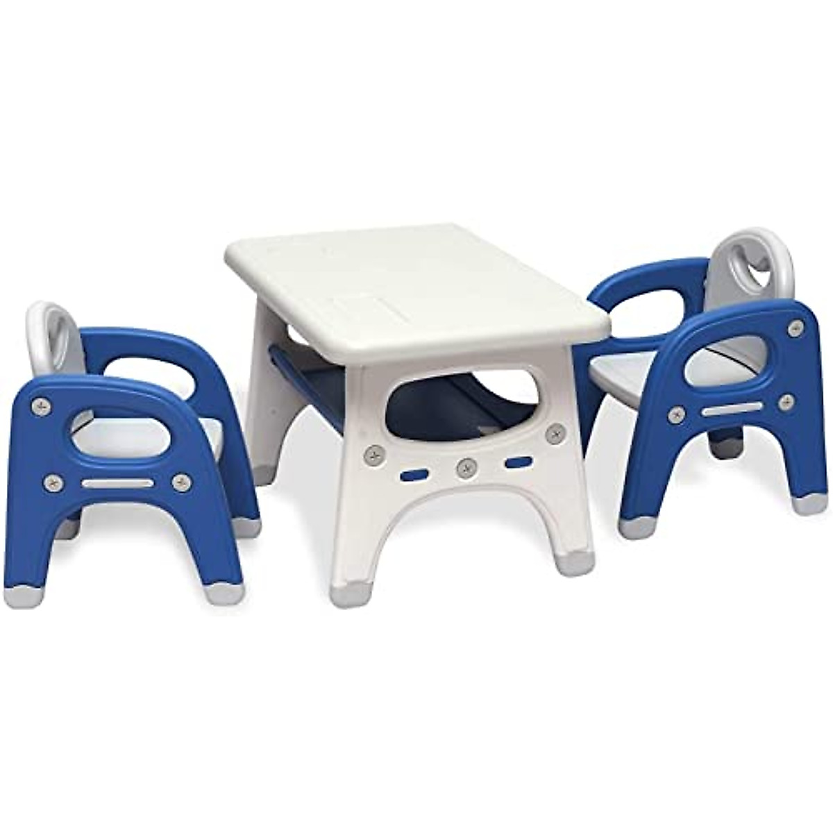 KINBOR BABY Kids Table and Chair Set - Activity Table for Toddlers 1-3 (Blue & White 1)