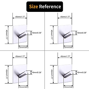 kimzcn Towel Hook/Adhesive Hooks - Wall Hooks for Coat/Robe/Towels Stick on Bathroom/Kitchen 4-Pack, Stainless Steel Brushed Finish