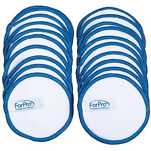 ForPro Professional Collection Expert Reusable Cotton Rounds (20 Pack), 100% Organic and Bamboo Makeup Remover Pads, Includes Drawstring Laundry Bag and Storage Container