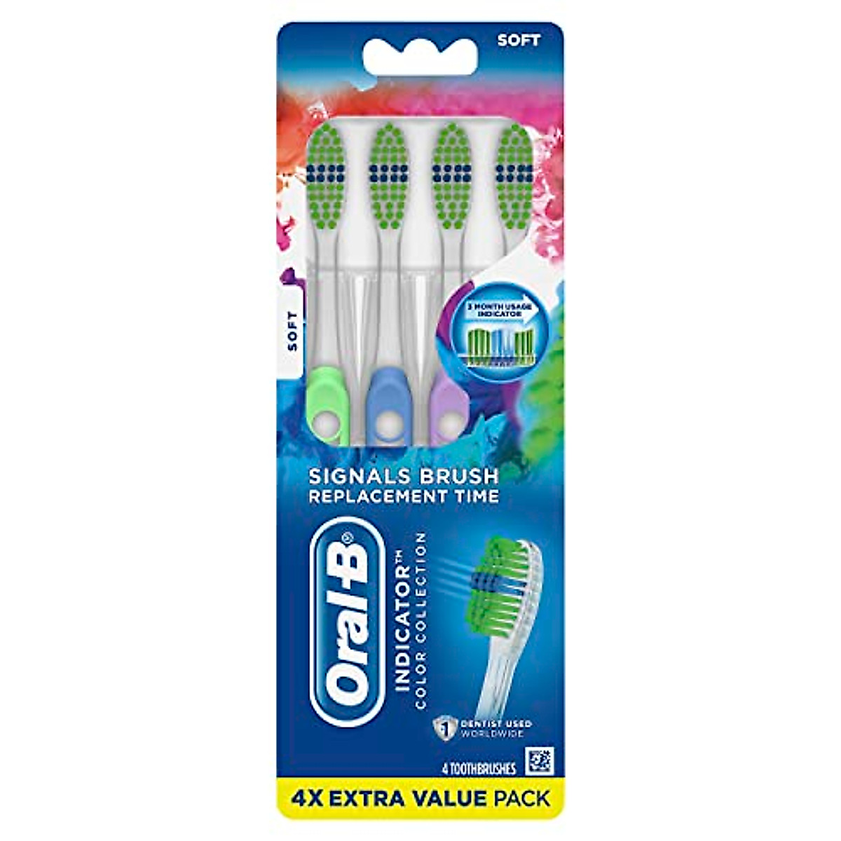 Oral-B Indicator Color Collection Toothbrushes, Soft, 4 Count