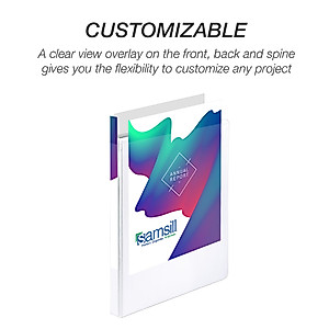 Samsill Durable .5 Inch Binder, Made in The USA, Round Ring Customizable Clear View Binder, White, 8 Pack (S88417)