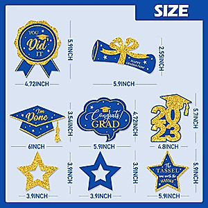 16 PCS Graduation Hanging Swirls Ceiling Decorations Blue Class of 2023 Graduation Party Congrats Grad Hanging Swirl Graduation Party Decoration Kit for Indoor & Outdoor Graduation Party Supplies