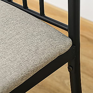 HOMCOM 5 Piece Dining Room Table Set with 4 Metal Frame Chairs for Kitchen, Dinette, Breakfast Nook, Grey