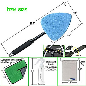KwoKmarK Windshield Cleaner Tool Car Window Cleaning Wand Glass Microfiber Brush Bigger Pad Thicker Softy Cloth, with Towel Spray Bottle Cloth Bag Kit TTL 6Pcs