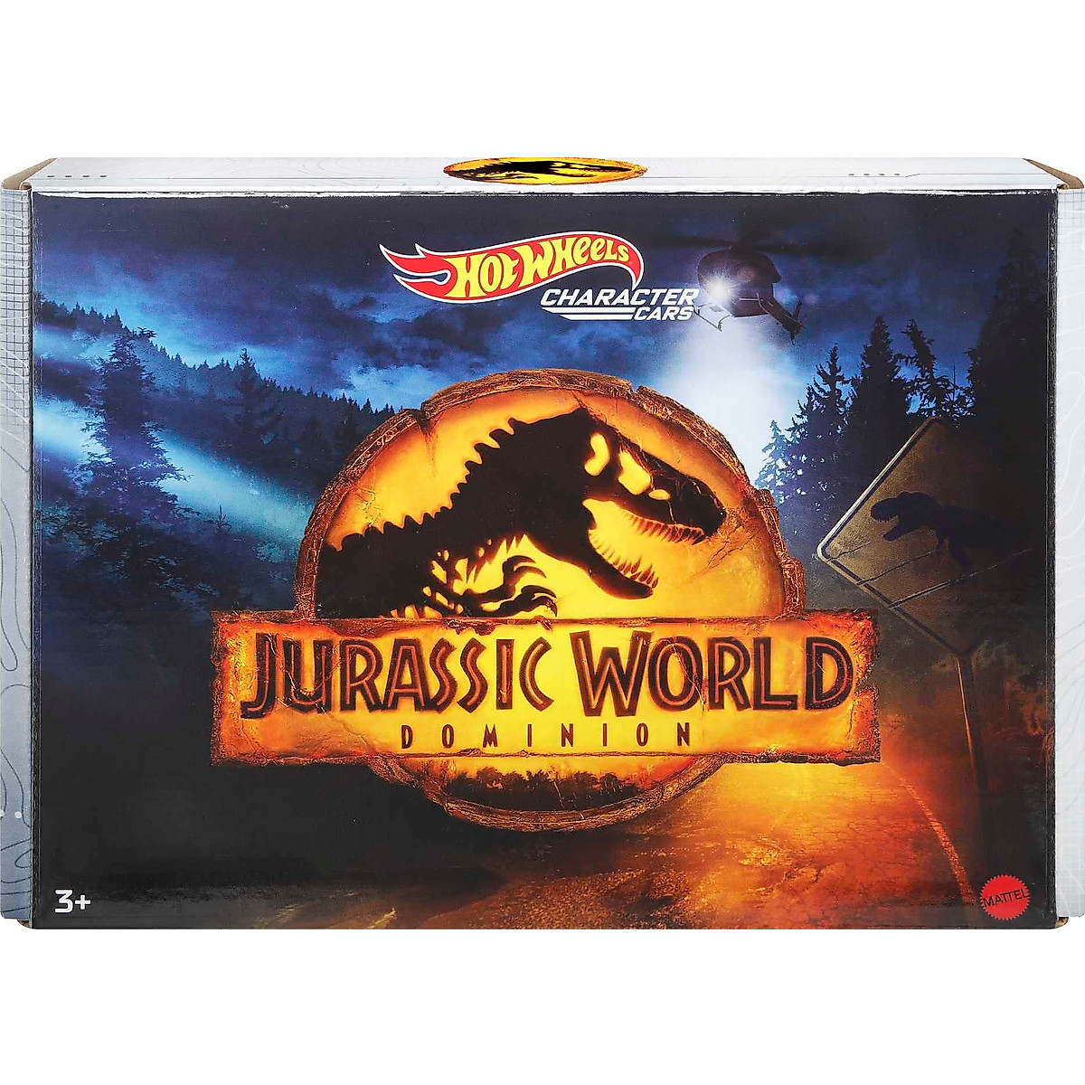 Hot Wheels Jurassic World Dominion Toy Character Cars 5-Pack in 1:64 Scale: Beta, Giganotosaurus, T-Rex, Triceratops & Velociraptor