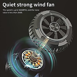 OCUhome Phone Cooler, Semi-Conductor Phone Radiator, X6 Cooling Fan Low Noise Strong Suction RGB Light Magnetic Semiconductor Phone Radiator for Gaming Phone Black