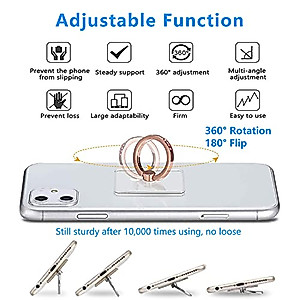 Kinizuxi Cell Phone Ring Holder Stand 2 Packs Sliver, Glitter Diamond Phone Ring Finger Kickstand Universal 360 Degree Rotation,Clear Phone Ring Grip Compatible with Various Mobile Phones