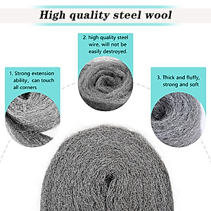 60FT Steel Wool Fill Fabric Roll, Coarse Wire Wool Hardware Cloth DIY Kit, Gap Blocker to Keep Annoying Animals Away from Holes/Wall Cracks/Siding/Pipeline/Vents in Workshop/House/Garage