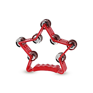 GEWA jingle wreath Star - 14-pairs of chrome-plated jingles - double row - color red