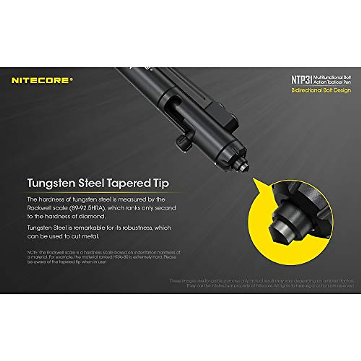 Nitecore NTP31 Bolt Action Tactical Pen with Tungsten Steel Glass Breaker and LumenTac Organizer