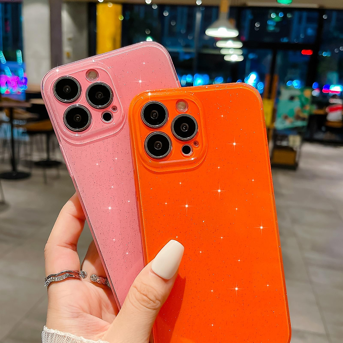 LIFCIUSO Glitter Bling Compatible with iPhone 13 Pro Max Case (6.7 inch) - Cute Sparkly Protective Case for Women and Girls, Soft TPU Design in Black