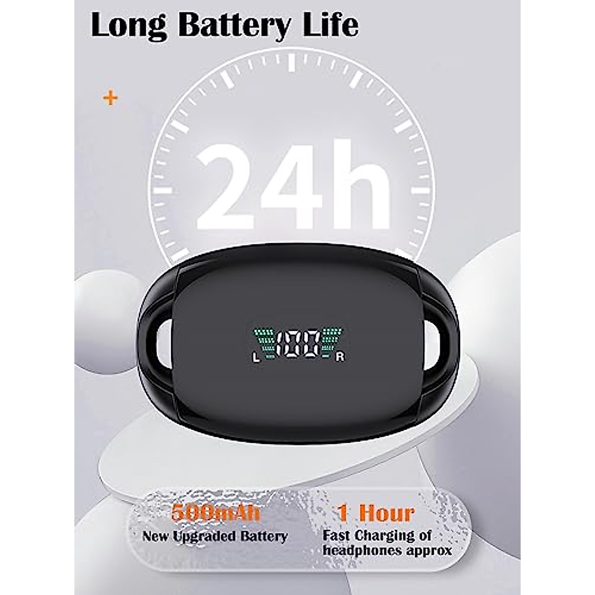 Taanimo Wireless Earbuds with Earhooks Mini Bone Conduction Headphones Waterproof Bluetooth Open Ear Earbuds Cycling Earpiece Noise Canceling Headset Sports Bluetooth 5.3 Ear Clip Earphones Headset