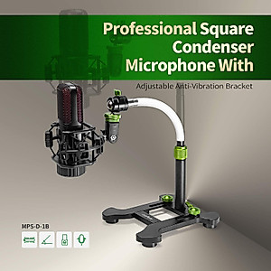 Tbrand LanParte Square Professional Condenser Microphone with Adjustable Anti-Vibration Bracket for Voice Recording Podcasting YouTube Karaoke Gaming Instruments Live Stream